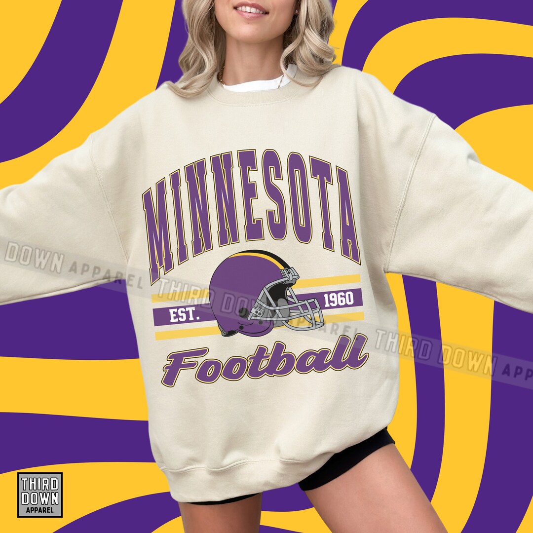 Minnesota Vikings Football Sweatshirt, Varsity Vikings Crewneck Sweater ...