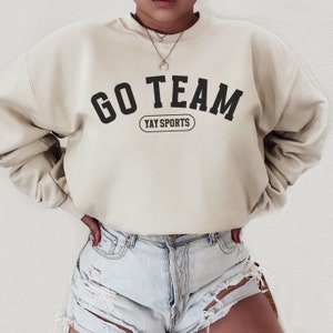 Go Team Yay Sports Sweatshirt, Collegiate Crewneck Sweater, Simple ...