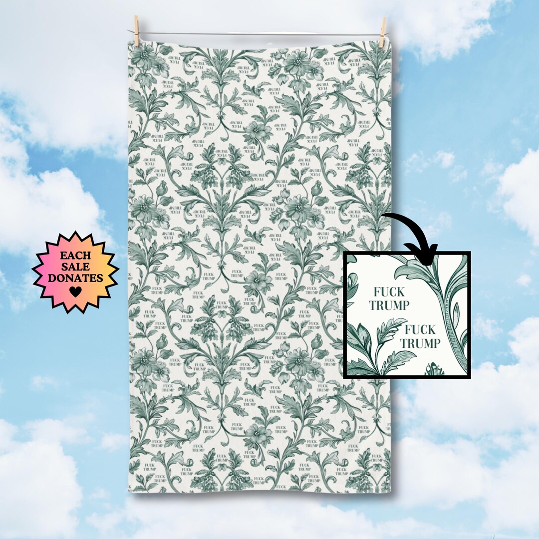 Subtle F*ck Trump Toile Hand Towel, Funny Political Home Decor, Toile ...