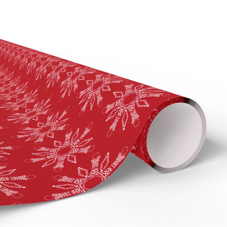 Subtle F*ck Trump Red Snowflake Wrapping Paper, Liberal Christmas Gift ...