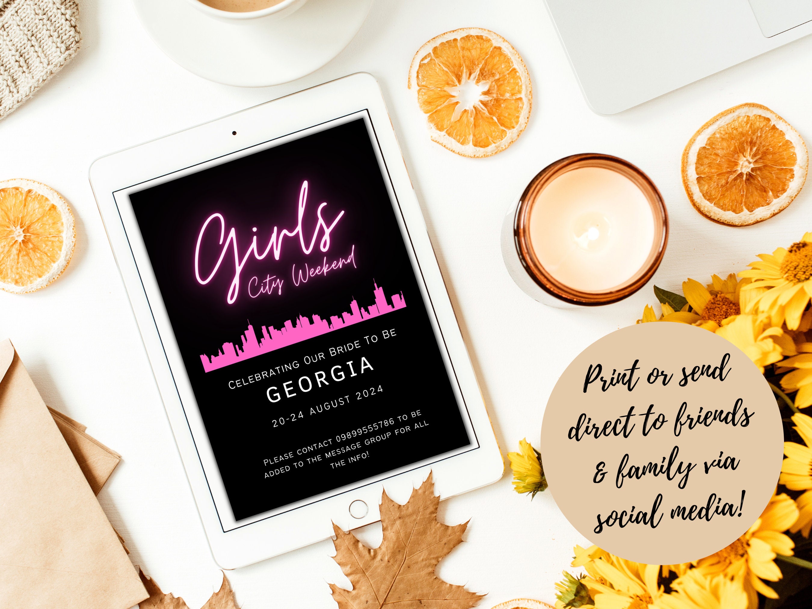 EDITABLE Girls City Weekend Invite Ladies Weekend Black Pink - Etsy