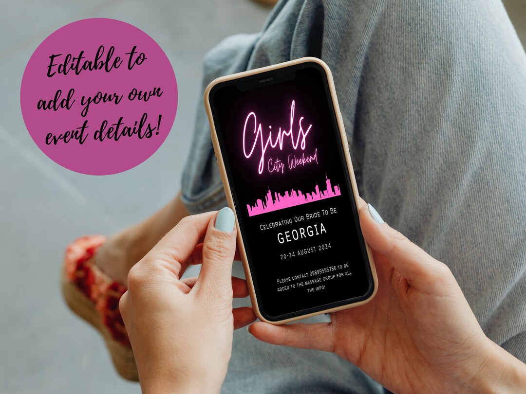 EDITABLE Girls City Weekend Invite Ladies Weekend Black Pink - Etsy