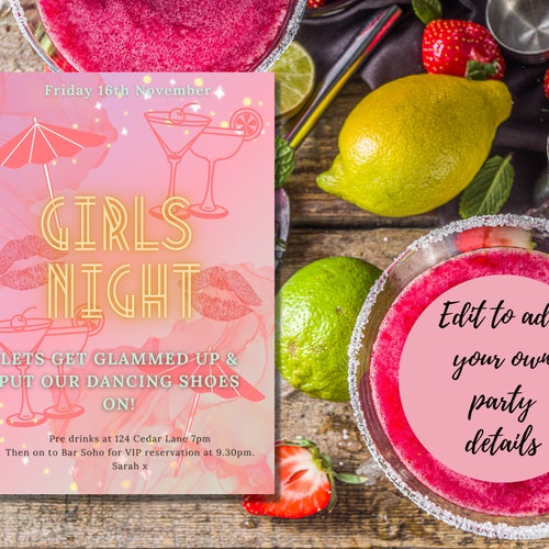 Printable Ladies Night Out Party Invitation Template Editable - Etsy