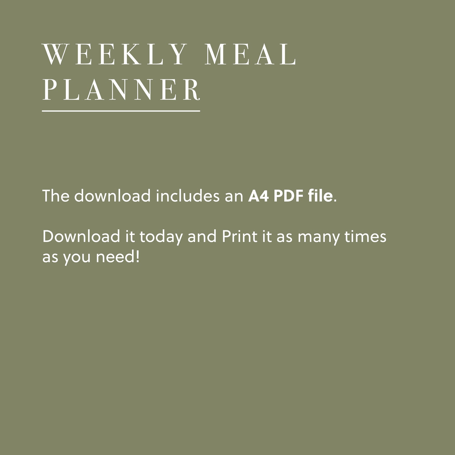 PRINTABLE - Weekly Meal Planner & Grocery List Printable PDF | Digital ...