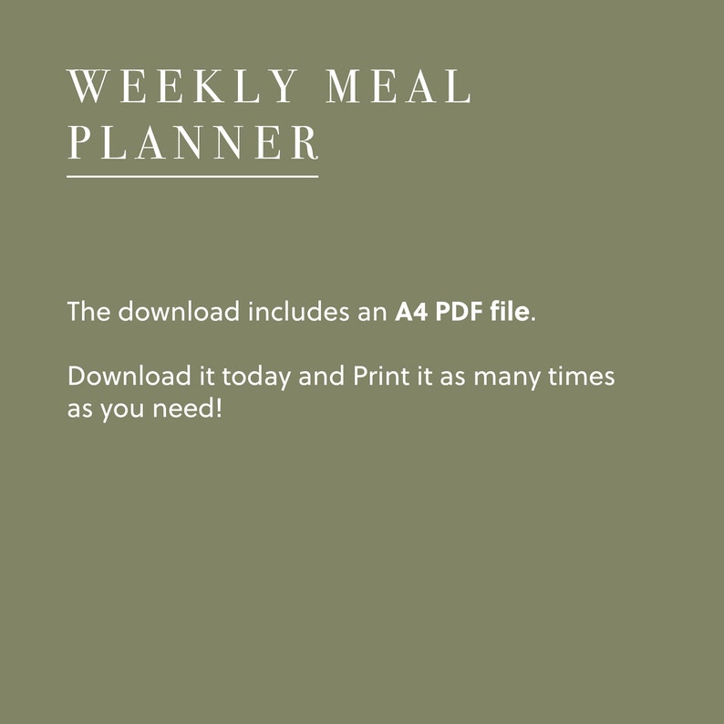 PRINTABLE - Weekly Meal Planner & Grocery List Printable PDF | Digital ...