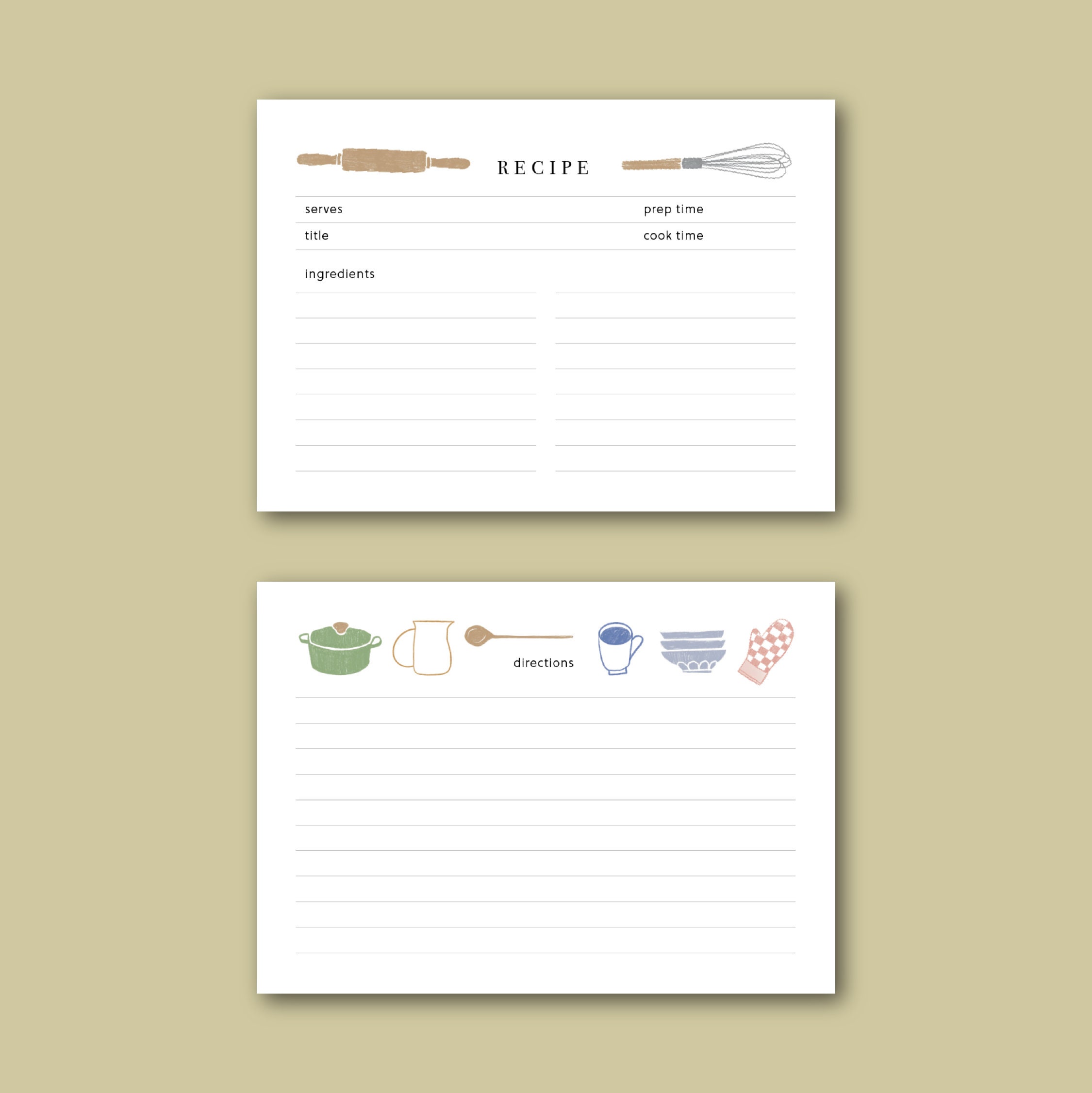 PRINTABLE - Recipe Printable Template PDF |recipe Card Template ...