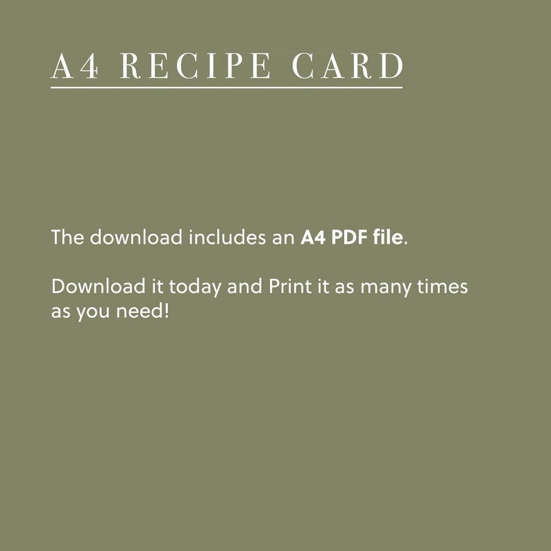 PRINTABLE - Recipe Printable Template PDF | Recipe Card Template ...