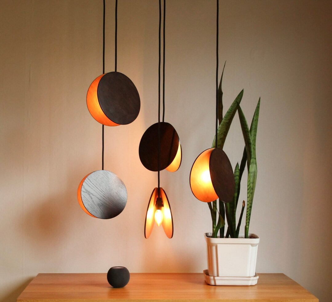 Handmade Oak Wood Pendant Light: Minimalist Scandinavian Hanging Lamp ...