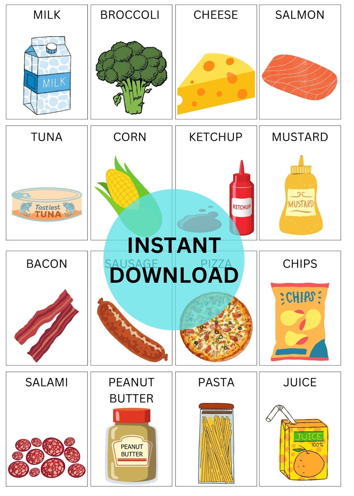 INSTANT DOWNLOAD: My Shopping List - Grocery List for Kids, Kid Grocery ...