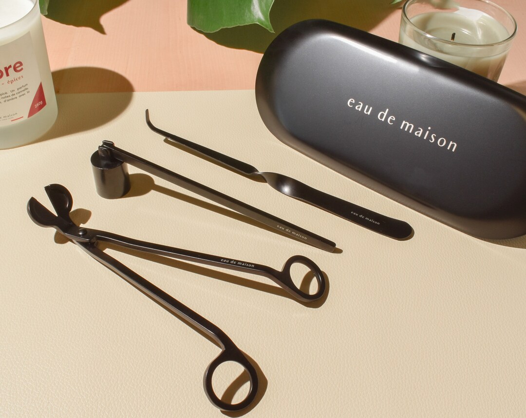 Elegant Candle Care Accessory Set Black Stainless Steel, Including Wick ...