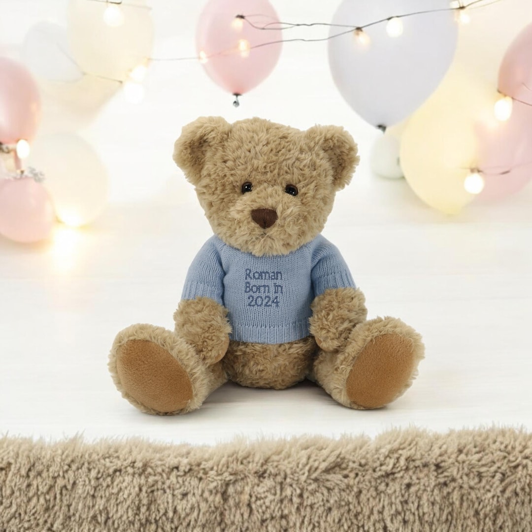 Personalised Teddy Bear With Name, Custom Teddy Toy With Message, 1st ...