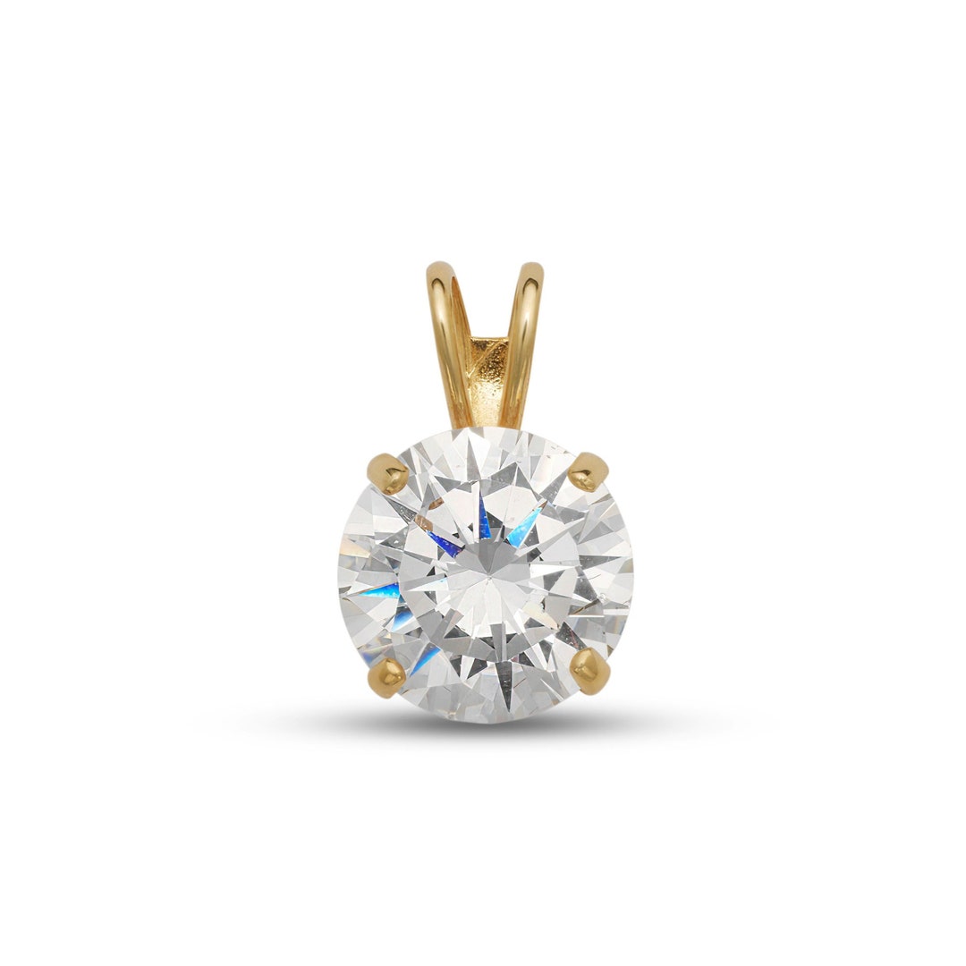 GRA Certified Round Cut VVS1 Diamond Pendant Real 14KT Solid Yellow ...