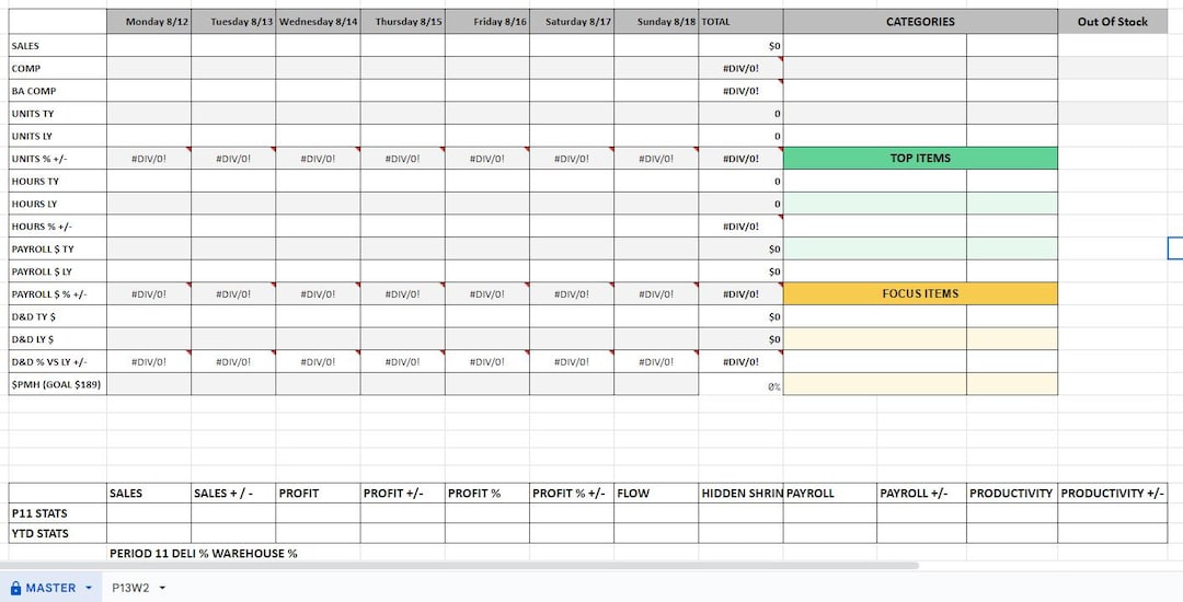 Payroll / Sales Sheet - Etsy