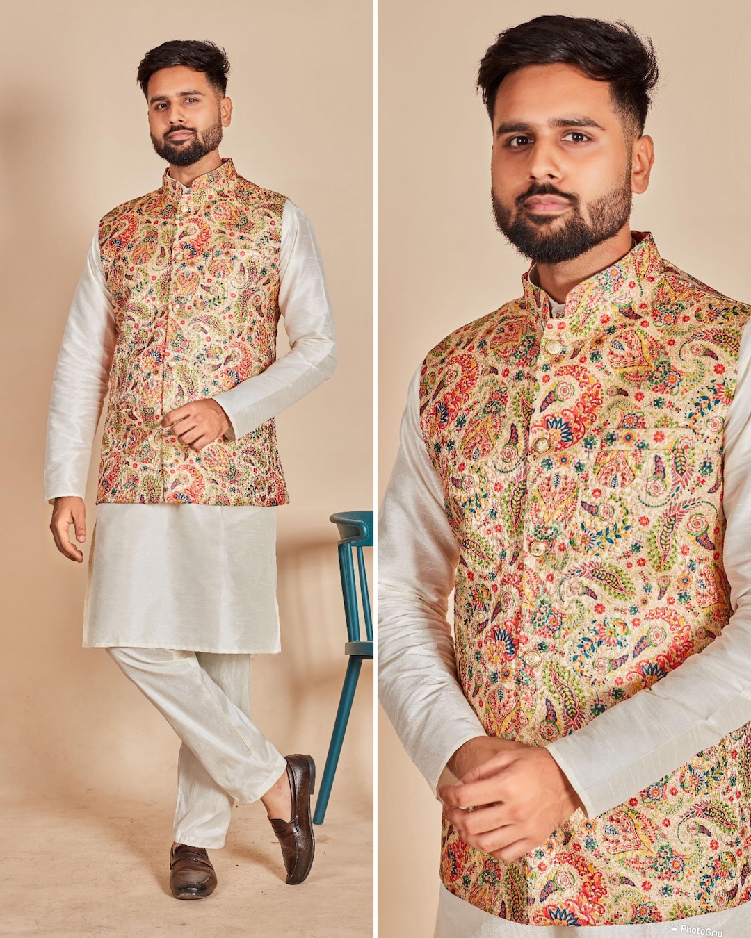 Indian New koti Kurta Pajama Set for Men's Wedding Reception Enegegment ...