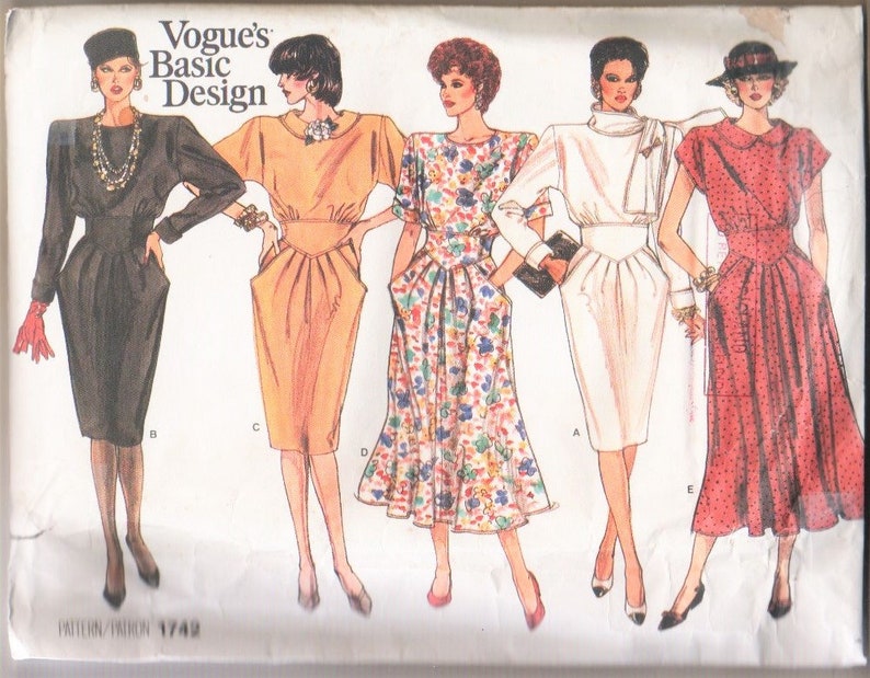 Vintage 1980's Vogue Basic Design Pattern #1742 Uncut Sewing Crafting ...