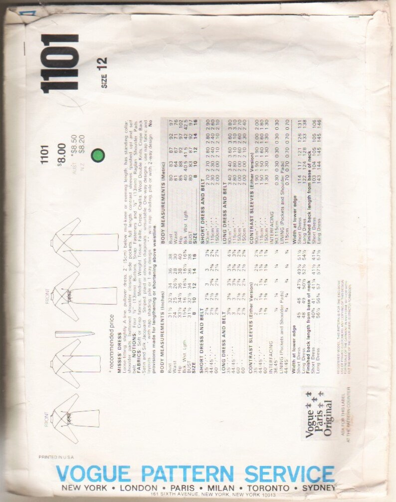 RARE Vintage Vogue Paris Original Christian Dior Dressmaking Sewing ...