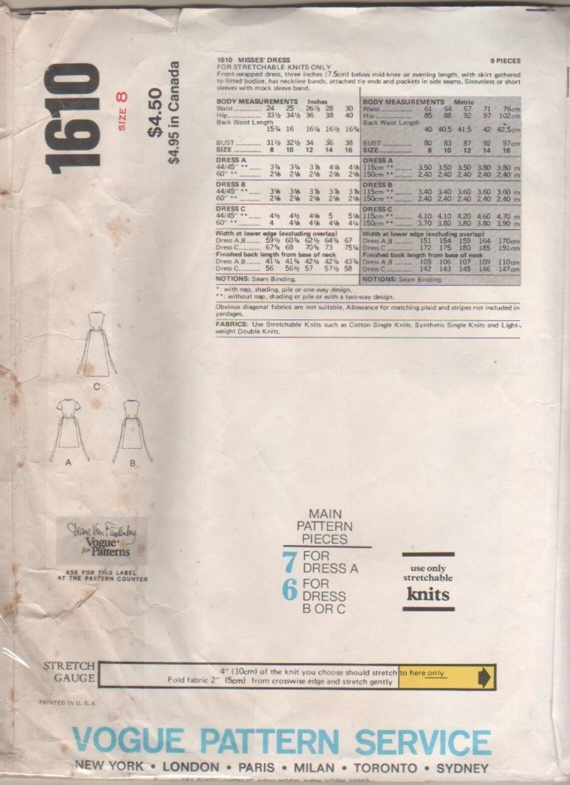 RARE Vintage Vogue American Designer Original Diane Von Furstenberg ...