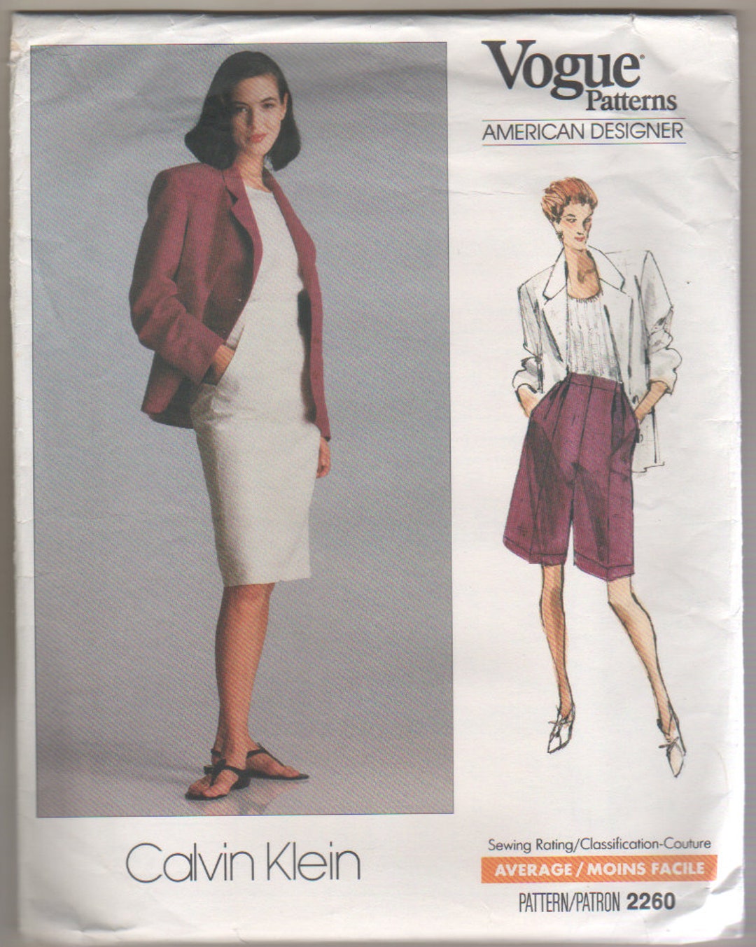 Vintage Vogue American Designer Calvin Klein Dressmaking Sewing Pattern ...
