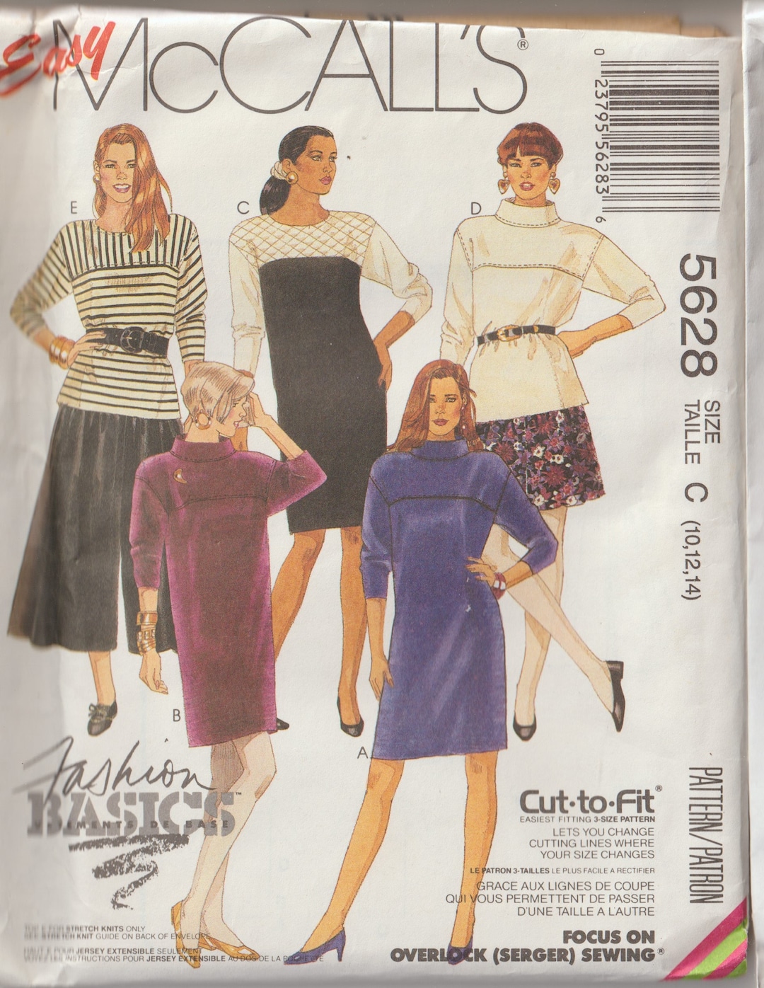 Vintage Mccall's Easy Pattern #5628 UNCUT Sewing Dressmaking Pattern ...
