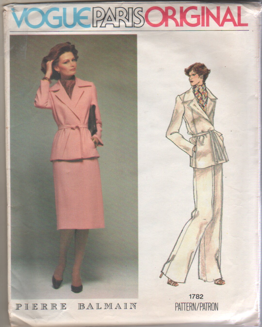 Vintage 1970's Vogue Paris Original Dressmaking Sewing Pattern #1782 ...