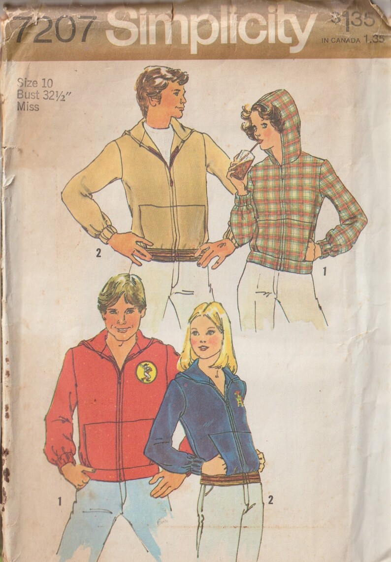 Vintage Simplicity Sewing Dressmaking Pattern Women's Hooded Zippered ...