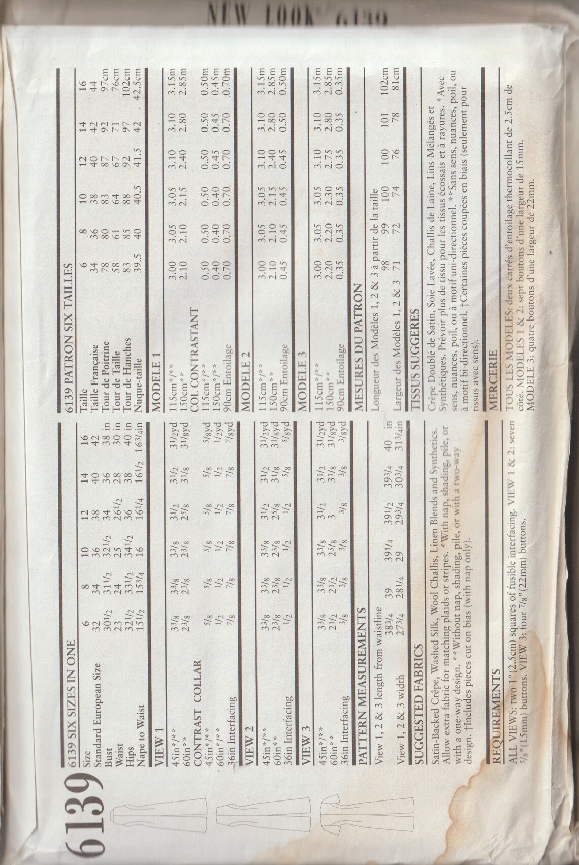 Vintage New Look Company Pattern 6139 UNCUT Sewing Dressmaking Pattern ...