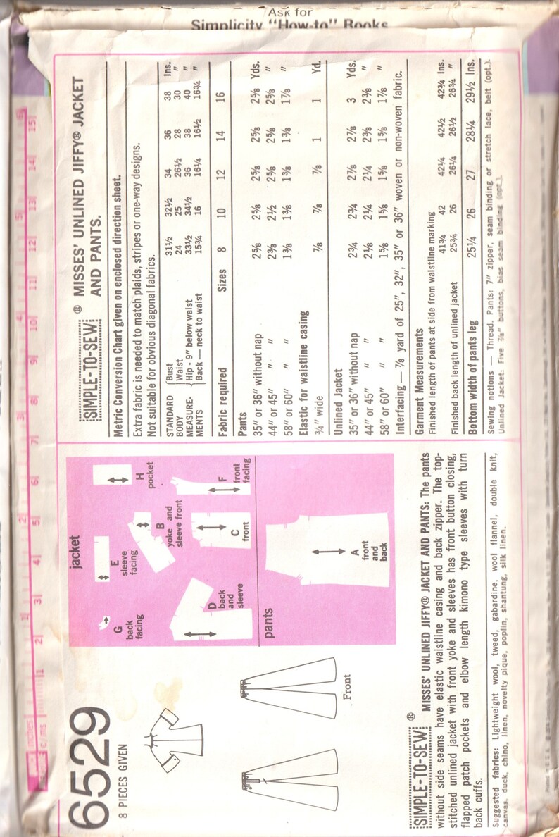 Vintage Simplicity Pattern #6529 UNCUT Sewing Dressmaking Pattern ...