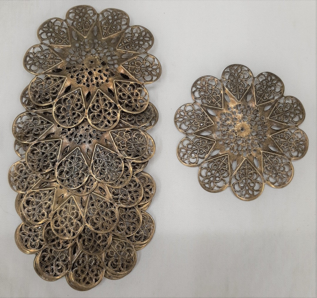 Large Lacy Floral Center Pointy Star Filigree Wraps Antique Bronze ...