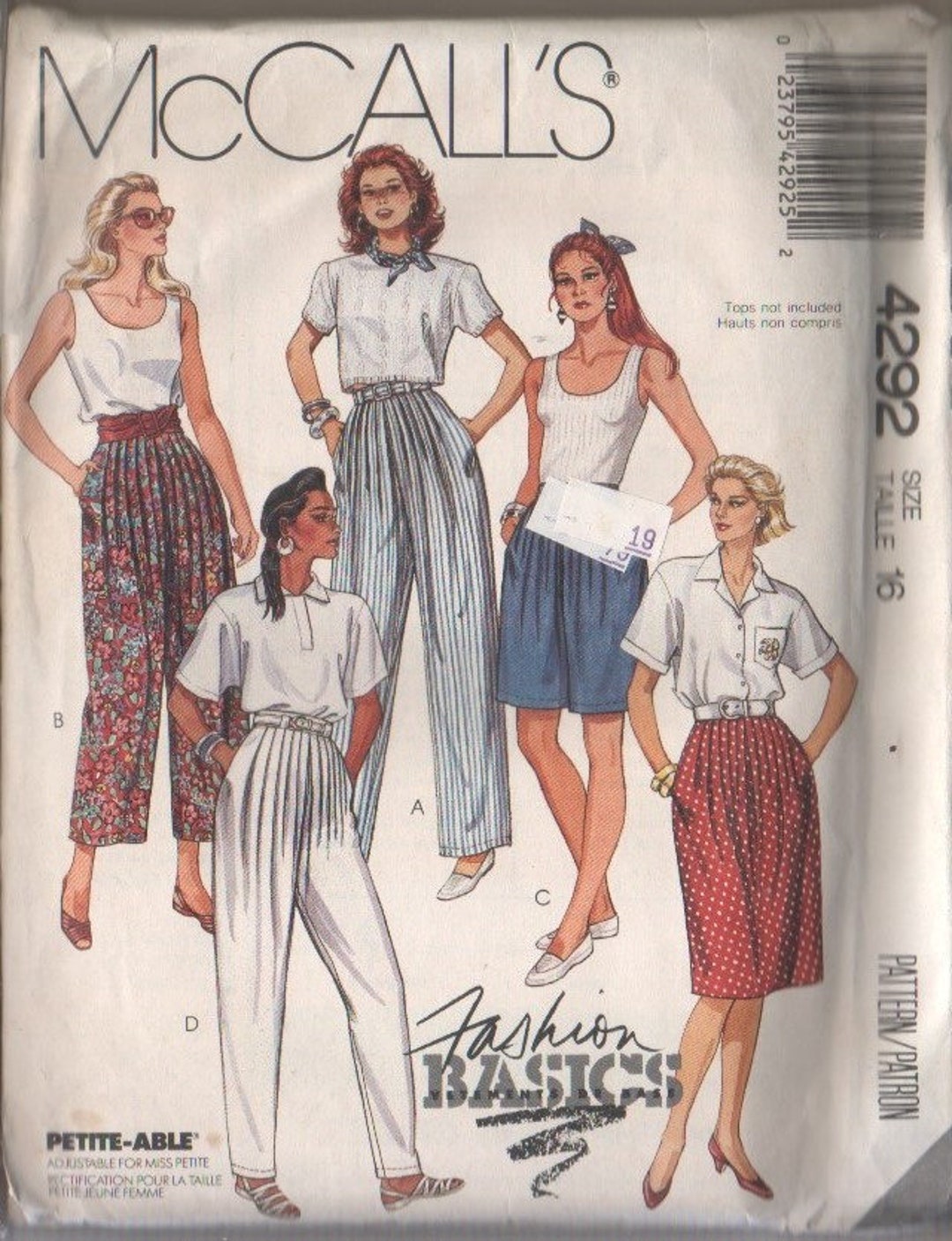 Vintage Mccall's Pattern #4292 UNCUT Sewing Dressmaking Pattern Misses ...