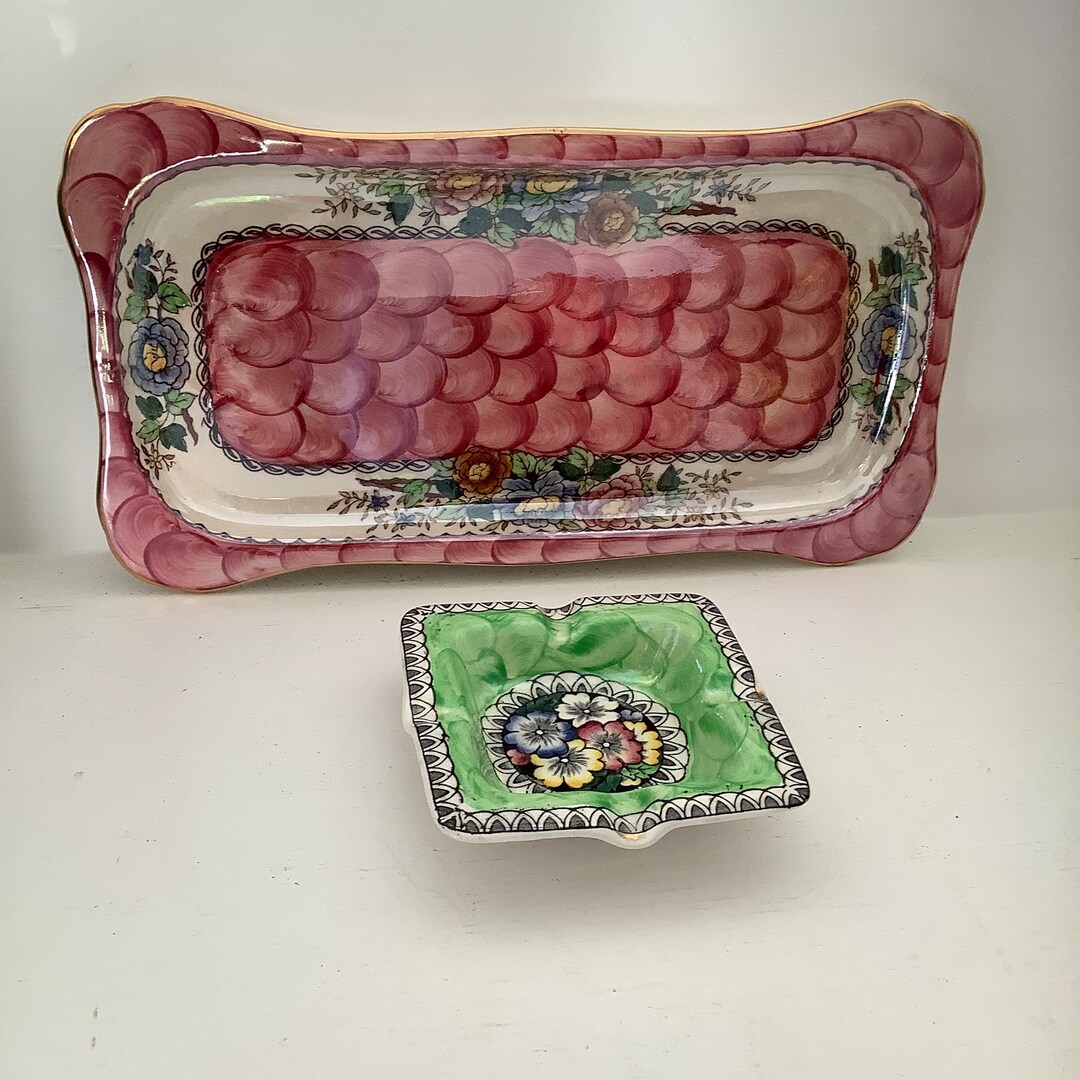 Vintage Lustre Maling Dressing Table Dish and Small Dish - Etsy
