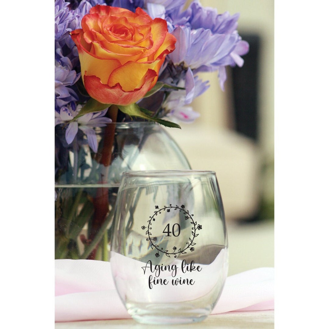 Aging Like Fine Wine 9 Oz Wedding Stemless Wine Glass Favors 40th, 50th ...