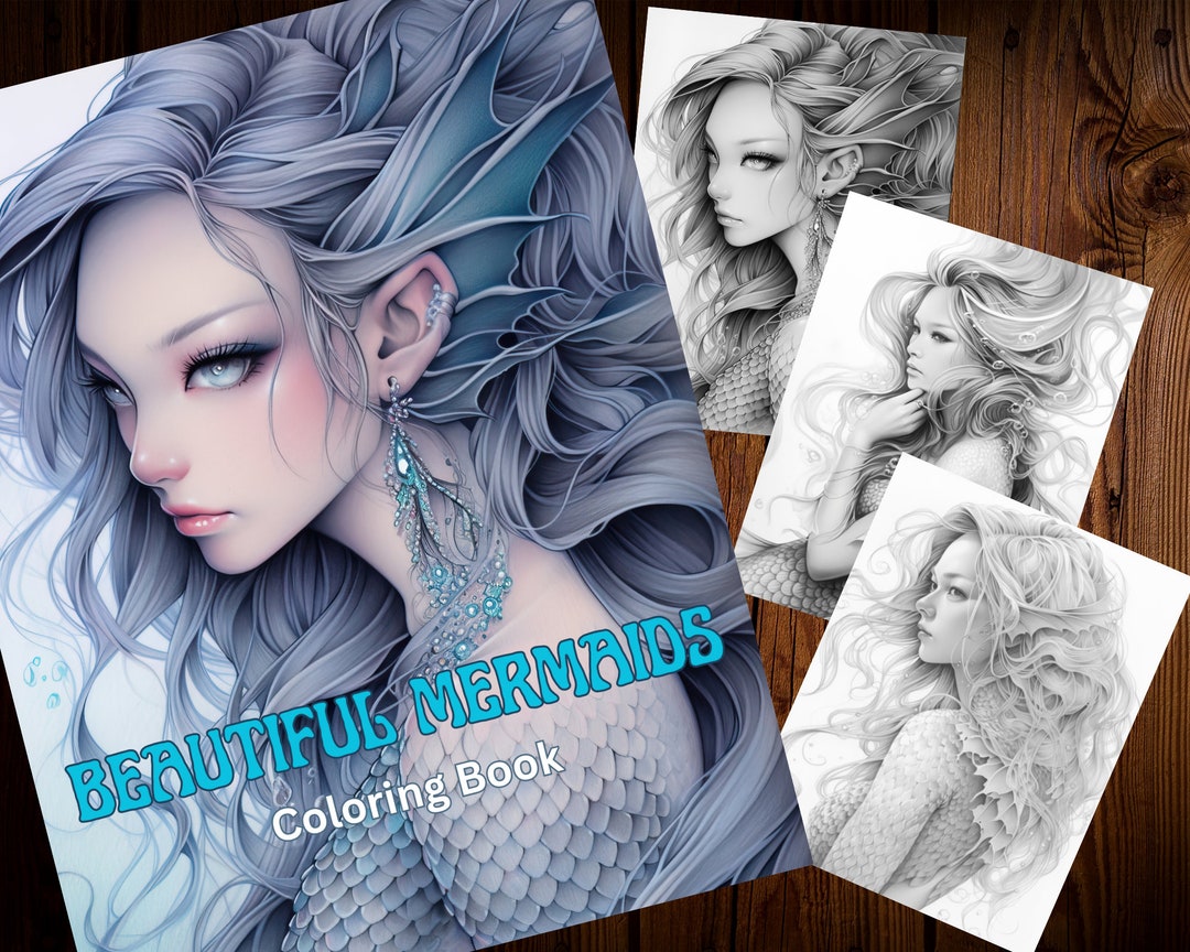 Beautiful 30-page Mermaid Coloring Book. Realistic Features & Intricate ...