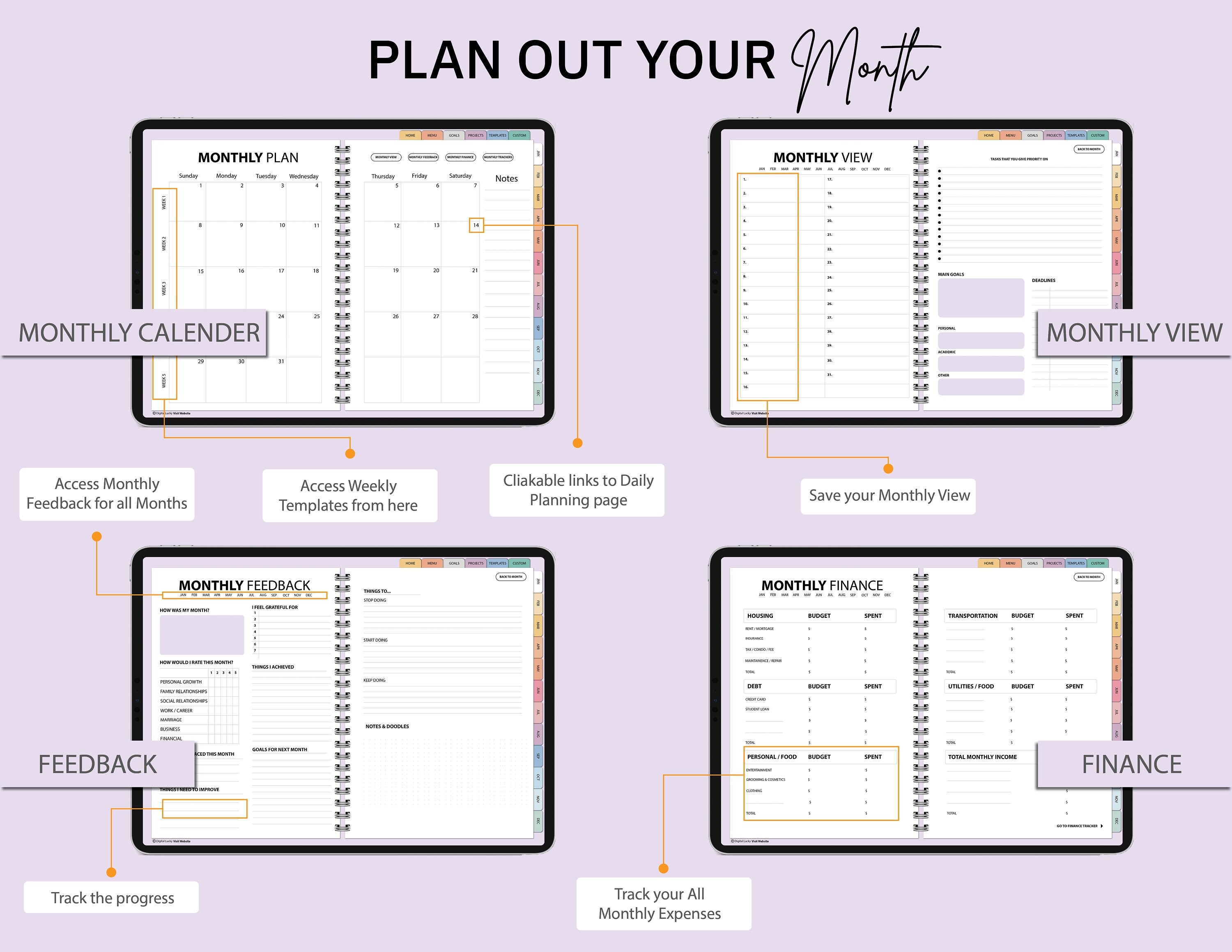 Purple Digital Planner Goodnotes Planner iPad Planner Notability ...