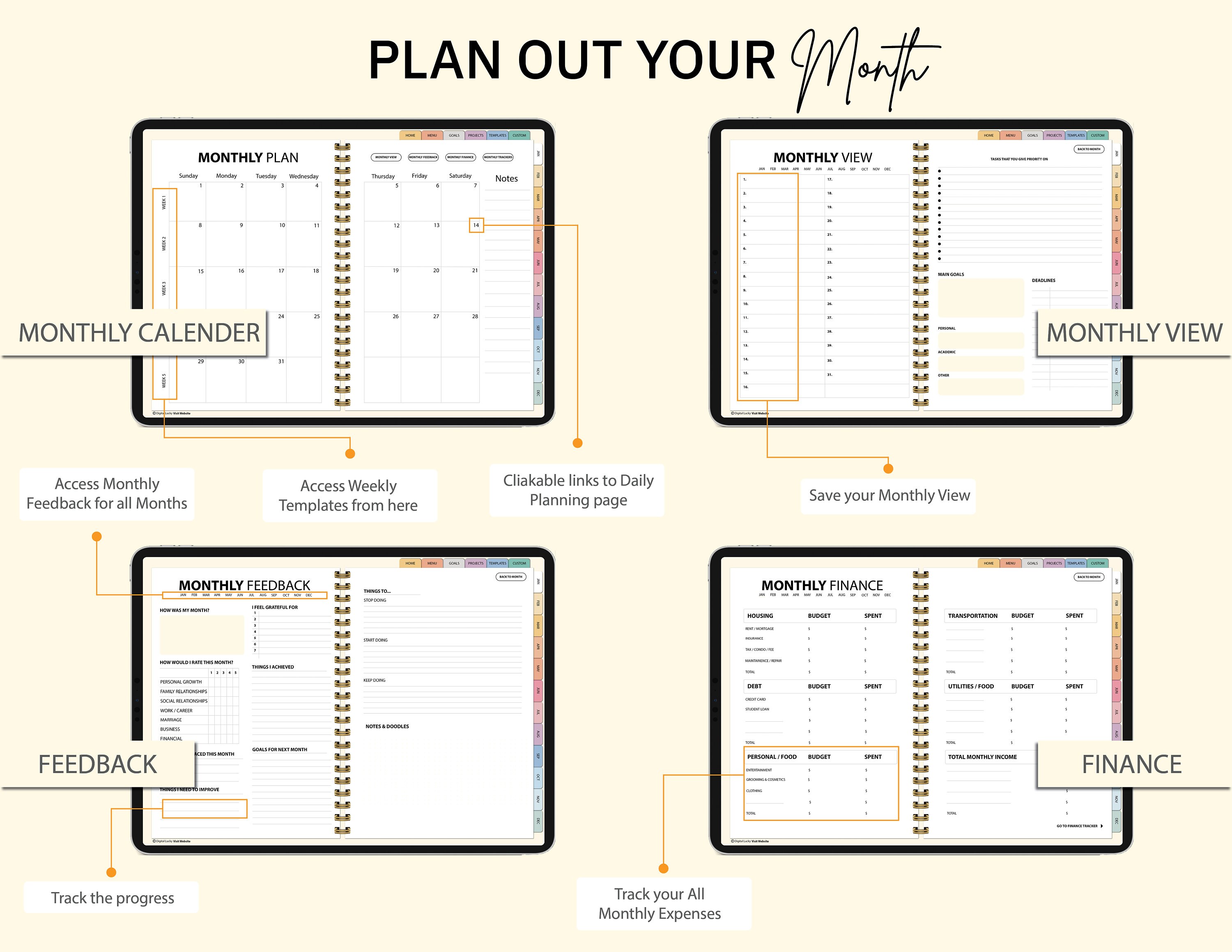 Yellow Digital Planner | Goodnotes Planner | iPad Planner | Notability ...
