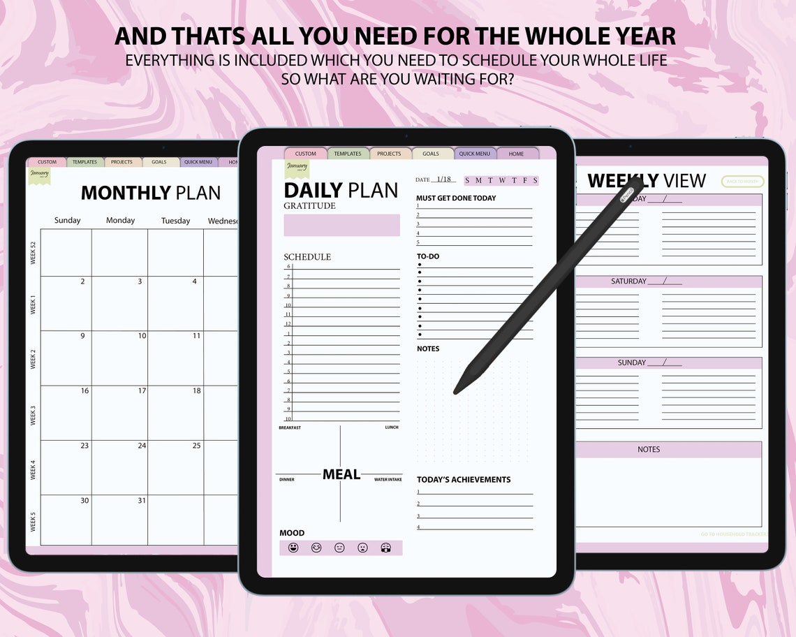 Purple Digital Planner Goodnotes Planner Ipad Planner - Etsy