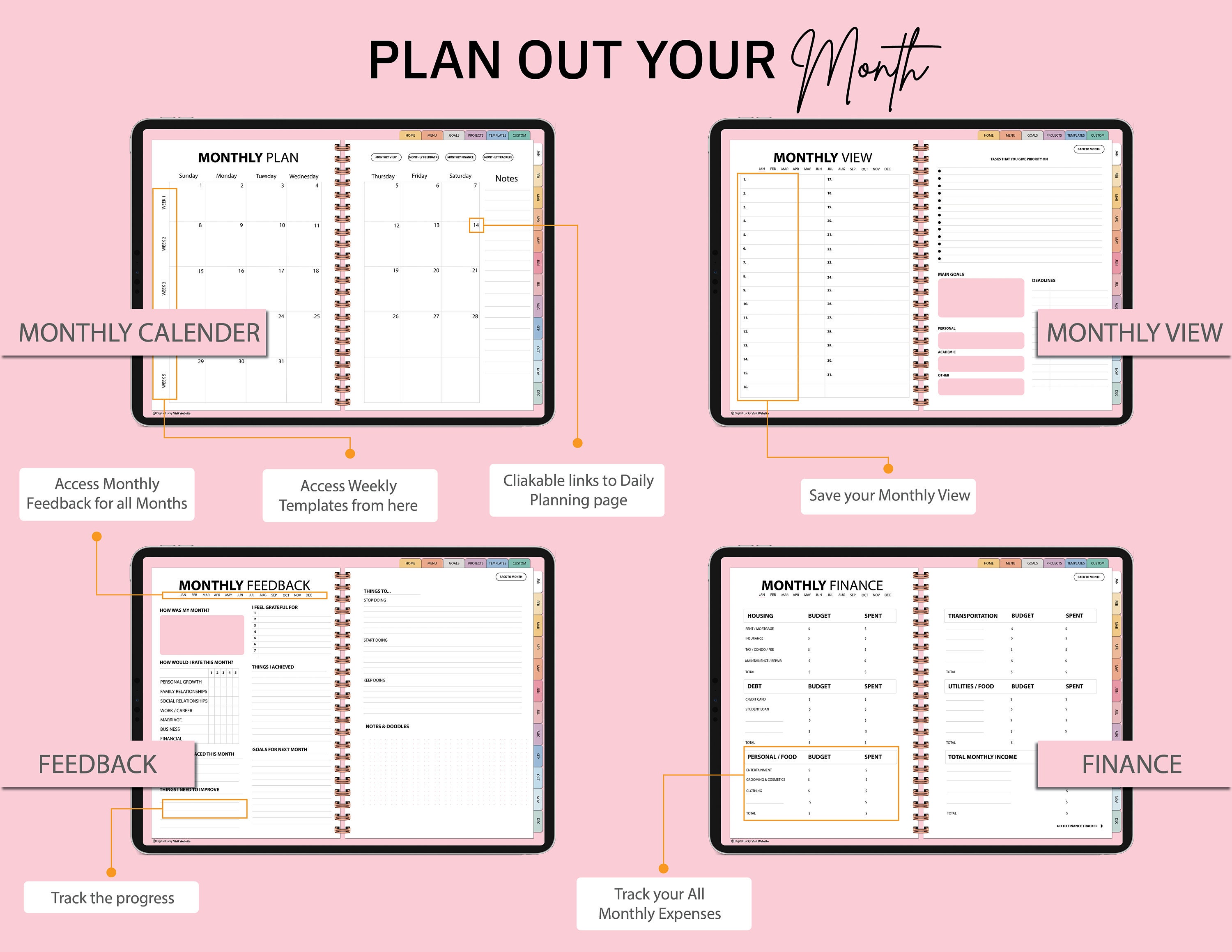 Pink Digital Planner Goodnotes Planner iPad Planner Notability Planner ...