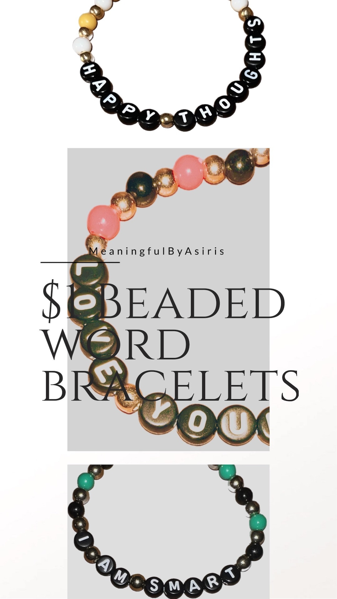 Personalized Letter Bead Stretch Bracelet - Etsy