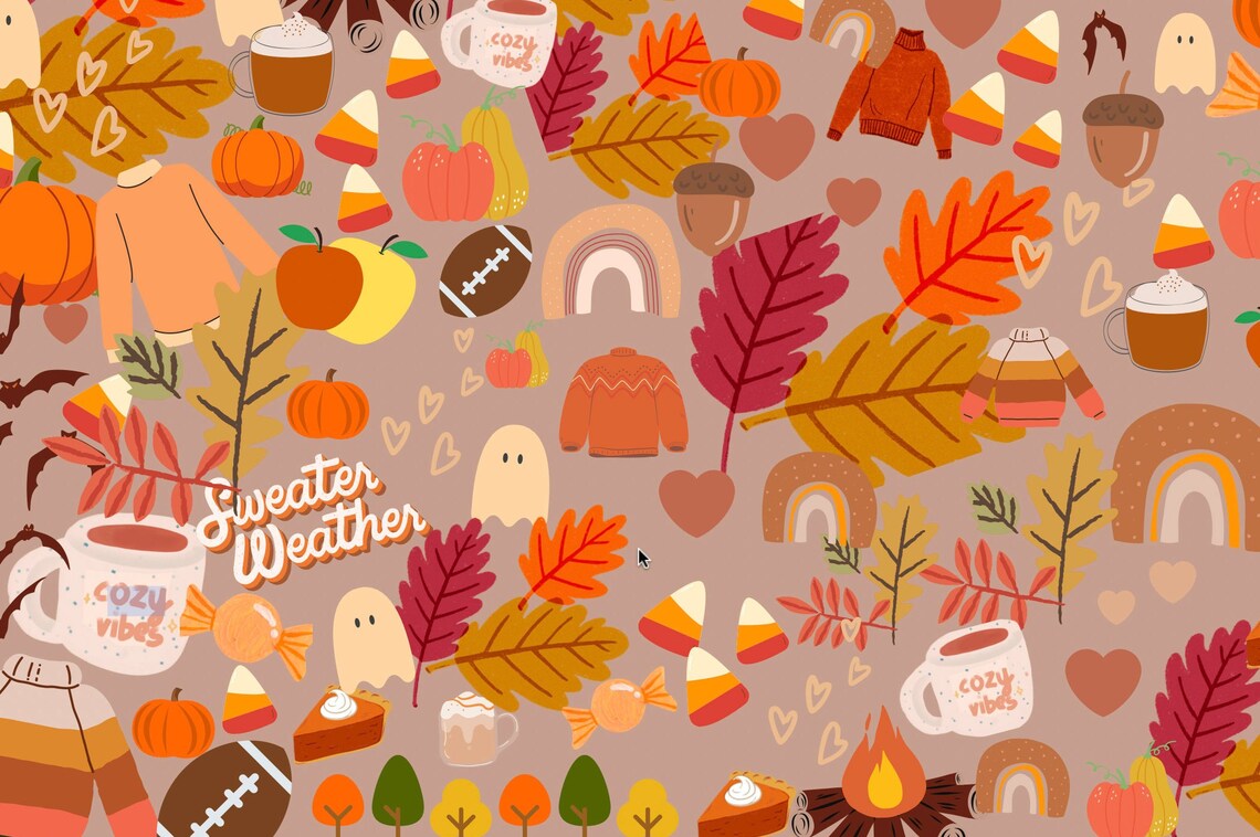 Desktop Fall Themed Screen Saver Autumn Desktop Halloween - Etsy