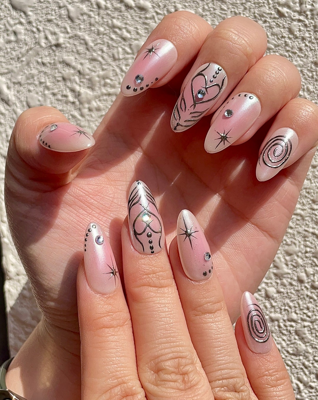 Pink Ombre Acrylic Nails | Pink Press on Nails Gel | Custom Nails ...