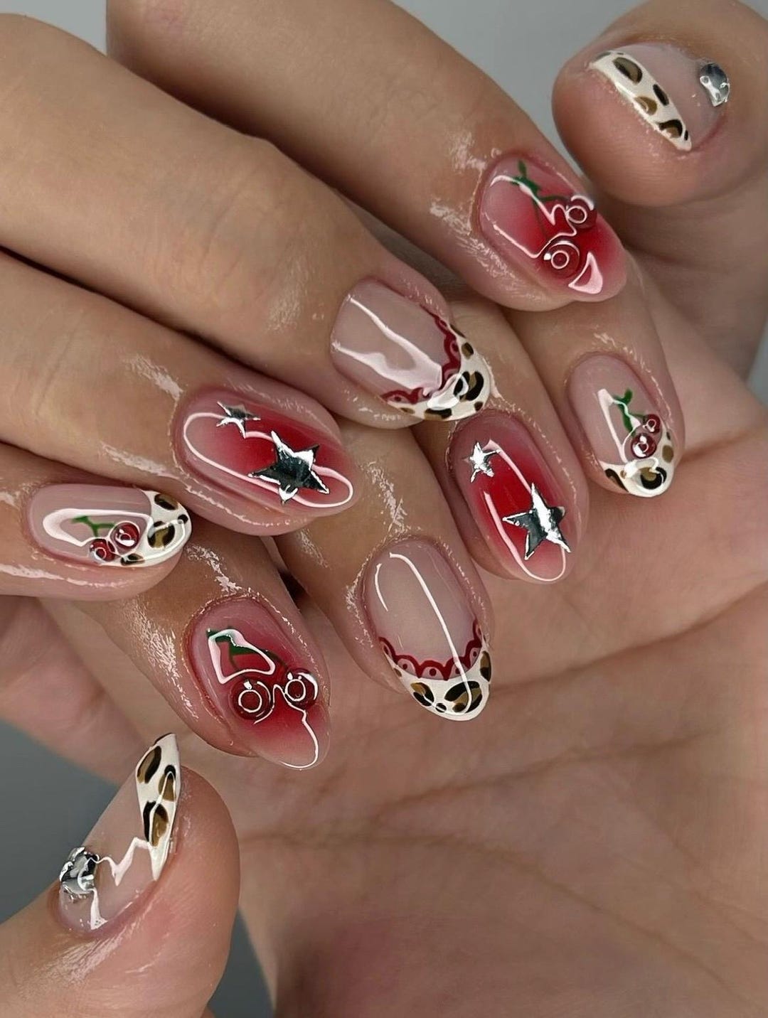 Tiger French Nails, 3D Gel Nails, Cherry Nails, Feral Nails, Fruit ...