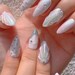 White Pearl Shell Acrylic Nails White Press on Nails Gel Custom Nails ...