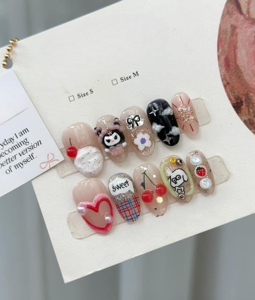 Kuromi Nails, Cute Characterist Nails, Gel Nails, Fake Nails, Press on ...