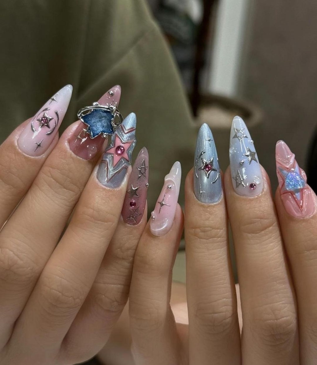 Magic Star Nails Free Style Press on Nails, Handmade Fake Nails Nails ...