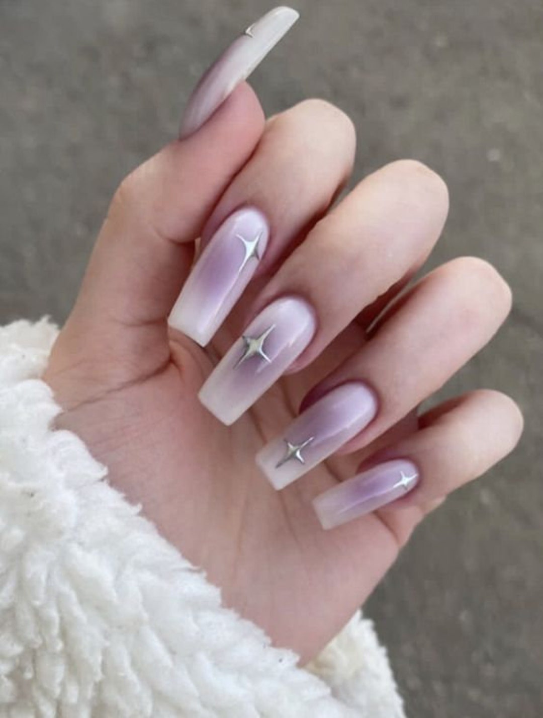 Bling Purple Ombre Acrylic Nails Press on Nails Gel Custom - Etsy