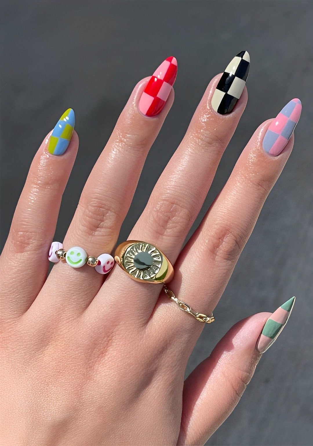 Colorful Caro Press on Nails Twin Nails Beautiful Nails - Etsy