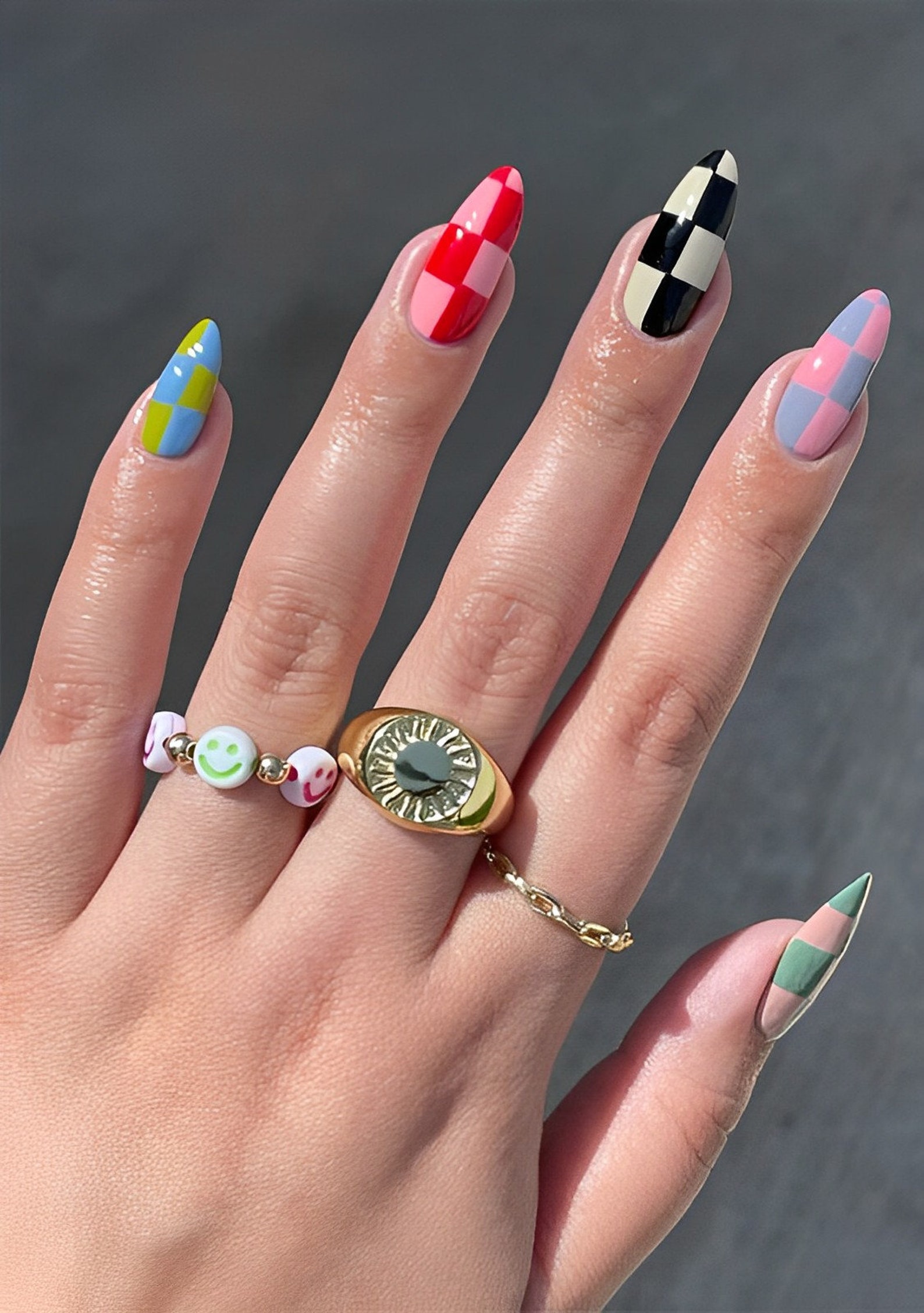Colorful Caro Press on Nails Twin Nails Beautiful Nails - Etsy