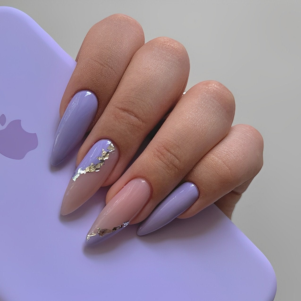 Purple Almond Nails