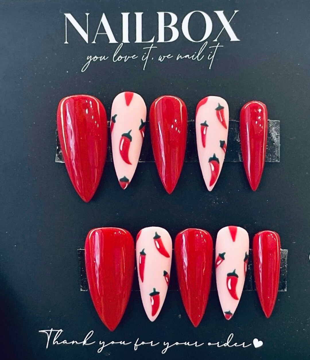 Chilli Reusable Nude Crystal Premium Press on Nails Gel Fake Nails Cute ...