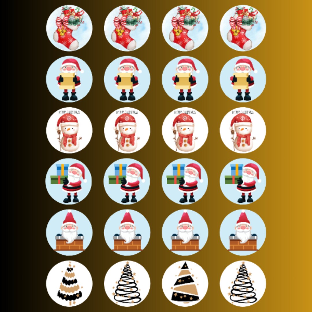CHRISTMAS MINI CUPCAKE Topper, Christmas Edible Image, Christmas ...