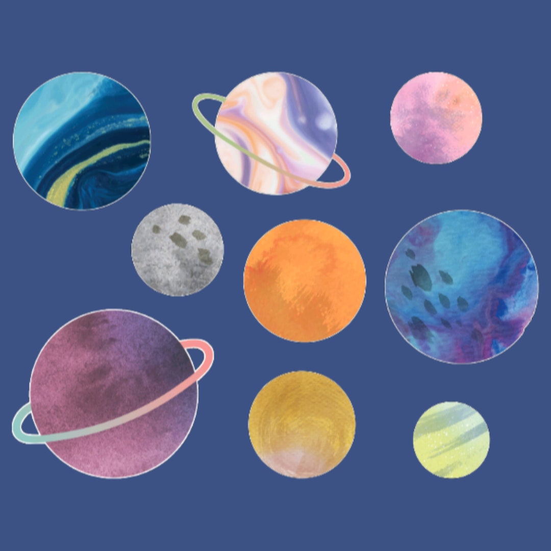 Watercolor PLANETS Edible Image, Planet Cake Topper, Planet for Space ...